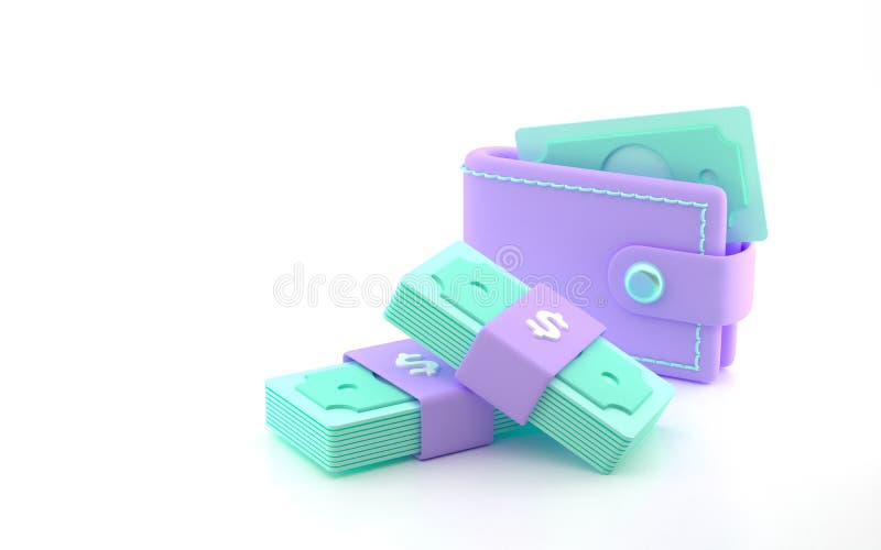 Bundle of Cash Wallet and Money Stack Stock Illustration - Illustration ...