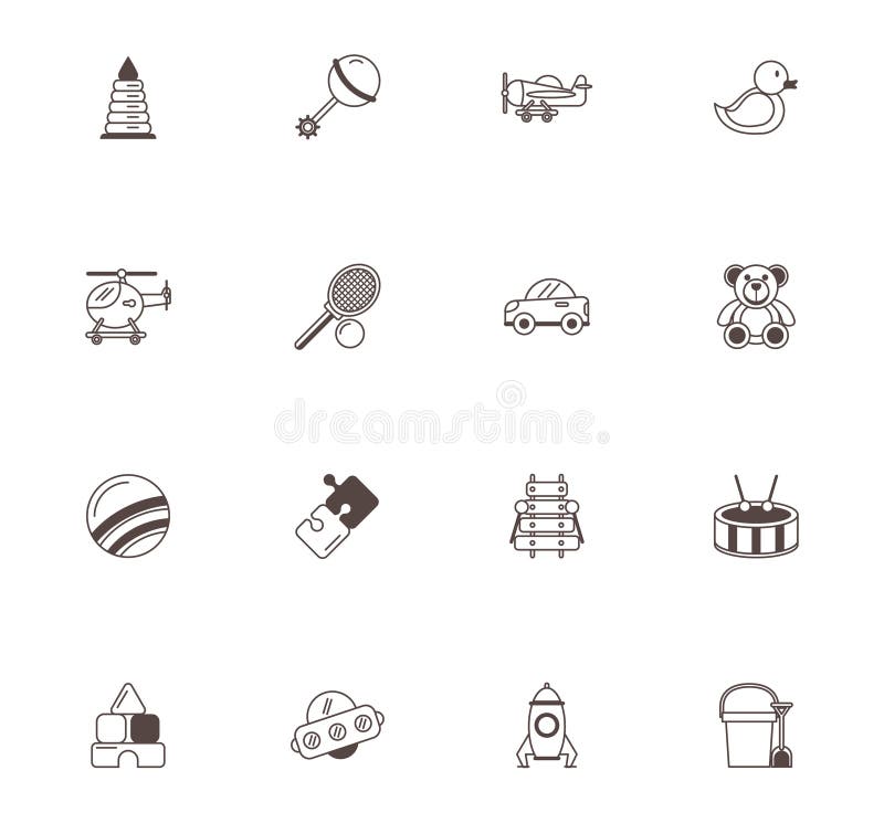 Bundle of Child Toys Set Icons Line Style Stock Vector - Illustration ...
