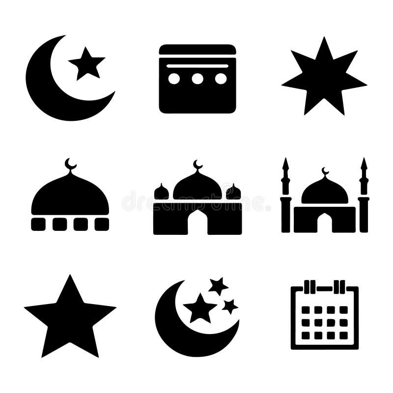 Bundle Collection of Black and White Islamic Symbols Stock Vector ...