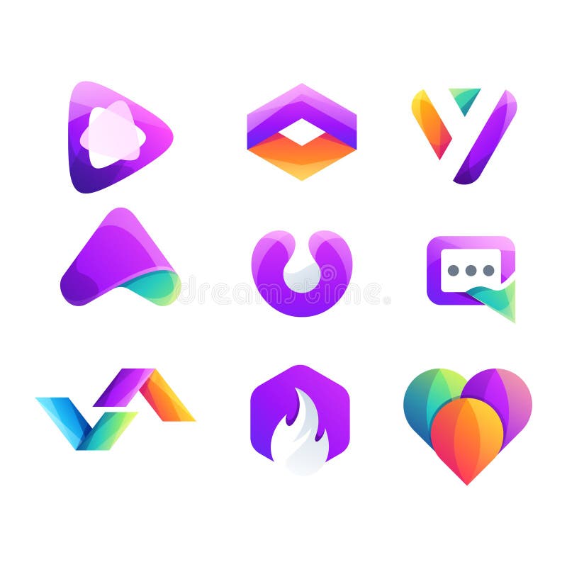 Bundle Colorful Logo Design Vector Illustration Stock Vector ...