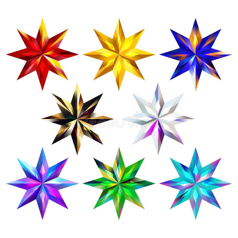 Bundle of Colorful Polygon Star Stock Vector - Illustration of icon ...