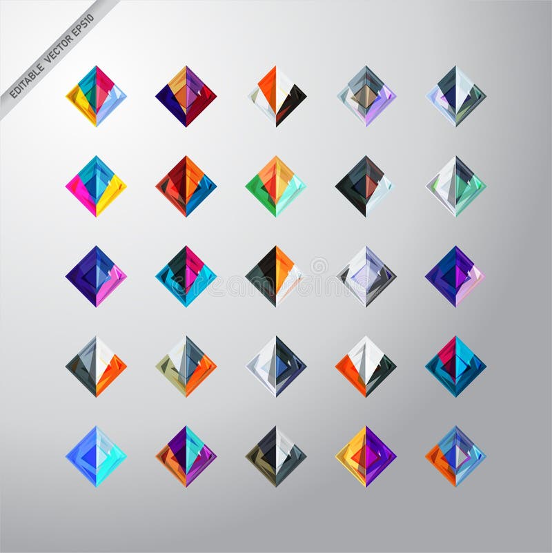 Bundle Set of Elegant Colored Diamond Crystal Elements Stock Vector ...
