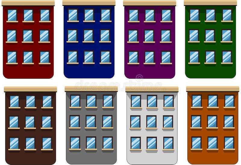 Colorful buildings stock vector. Illustration of blue - 121654987