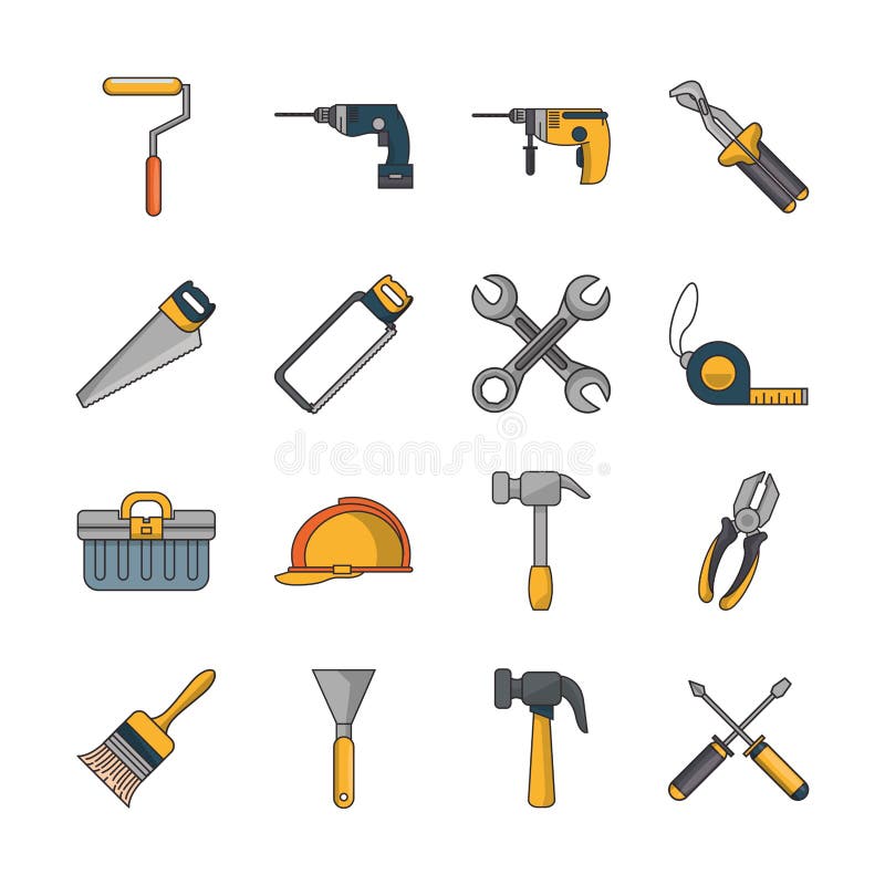 Construction Tools and Equipment Cartoons Stock Vector - Illustration ...