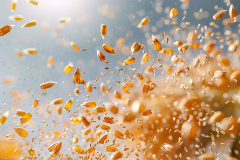 A Bundle of Corn Falling into the Air, Possibly Due To Strong Wind or ...
