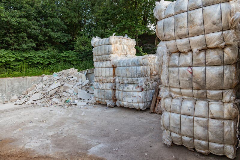 Cube with Plastic Garbage on a Recycling Yard Stock Image - Image of ...