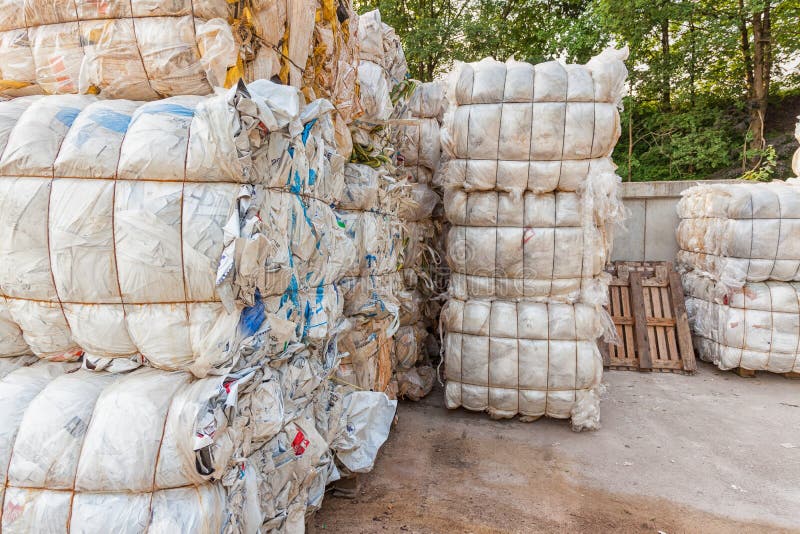 Bundle / Cube with Plastic Garbage on a Recycling Yard Stock Image ...