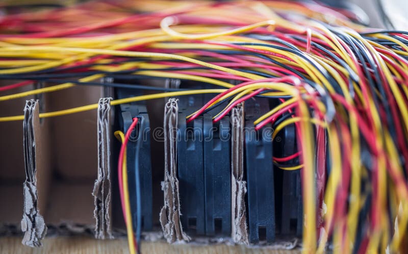 Bundle of Cut Thin Wires with Color Connections Stock Photo - Image of ...