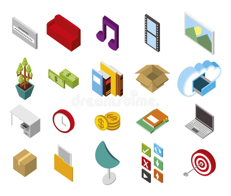 Bundle of Data Center Storage Isometric Set Icons Stock Illustration ...