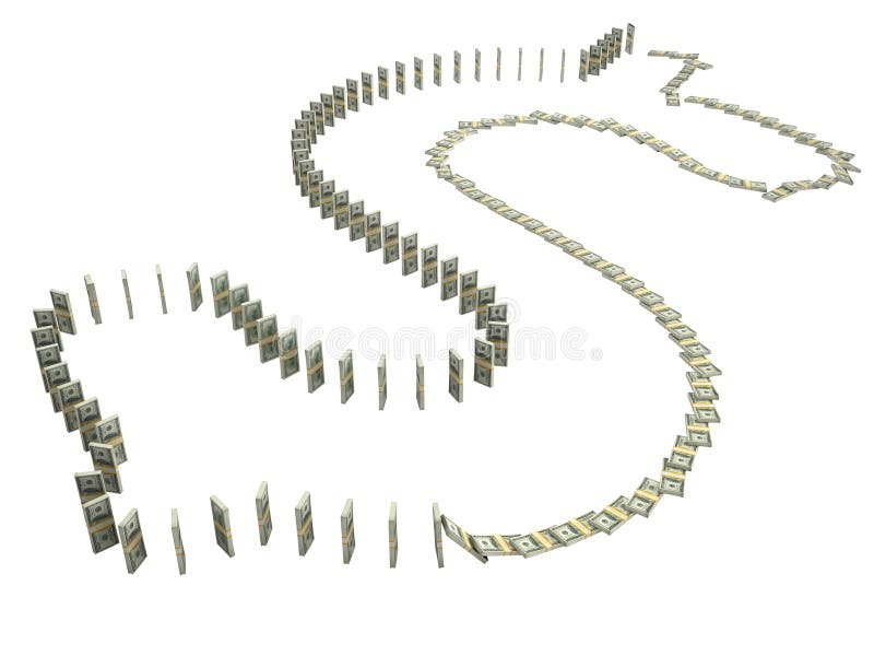 Bundle of 100 Dollar Bills in Form of Dollar Sign Falling Down Stock ...