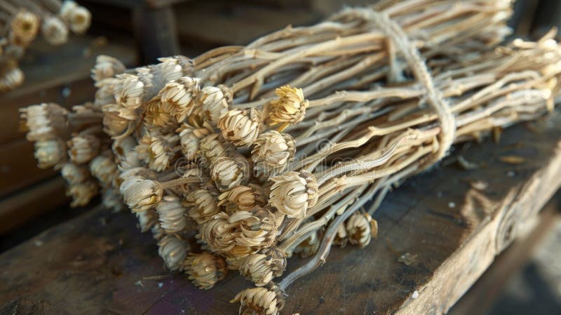 A Bundle of Dried Chrysanthemum Buds Tied Together with a String ...