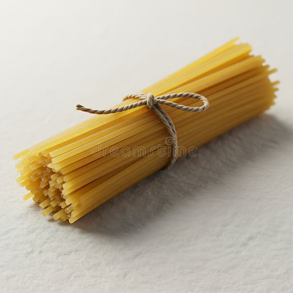 Bundle of Dried Spaghetti Pasta Tied with String on Textured Surface ...