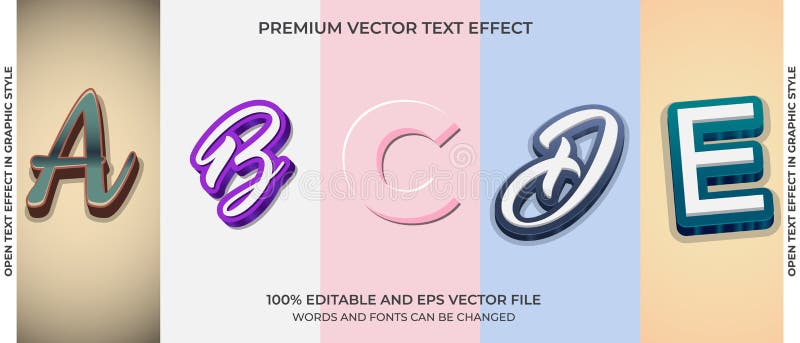 Bundle of Editable Text Effect Design. Set of Editable Text Effect ...