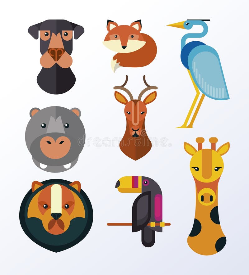 Bundle of Eight Animals Set Icons Stock Vector - Illustration of ...