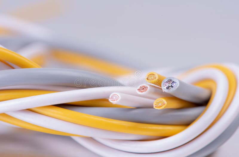Electrical cables close-up stock photo. Image of macro - 164153266