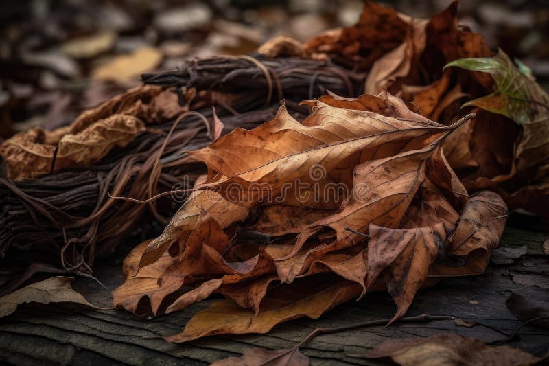 Bundle of Fallen Leaves that Have Different Shapes and Textures Stock ...