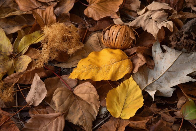 Bundle of Fallen Leaves with Variety of Shapes, Sizes, and Textures ...