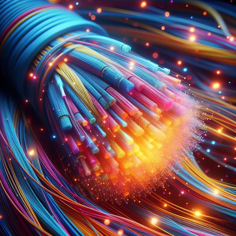 Bundle of Fiber Colorful Optic Cable Stock Image - Image of bundle ...