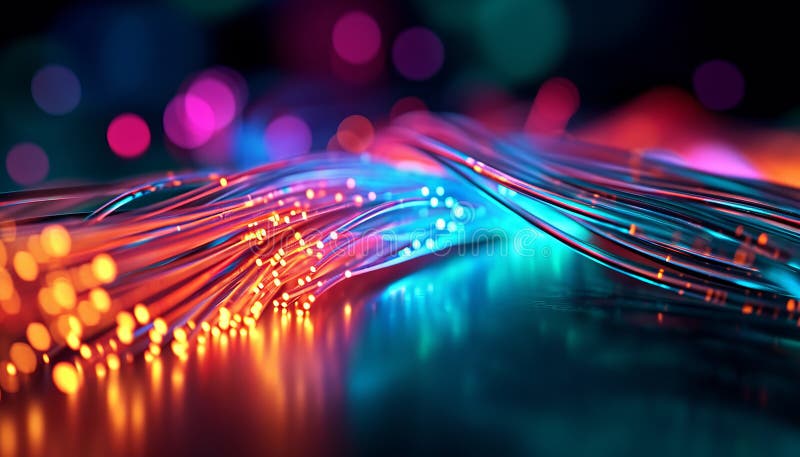 Bundle of Fiber Optic Cables. Optical Fiber Cable Colorful Illustration ...