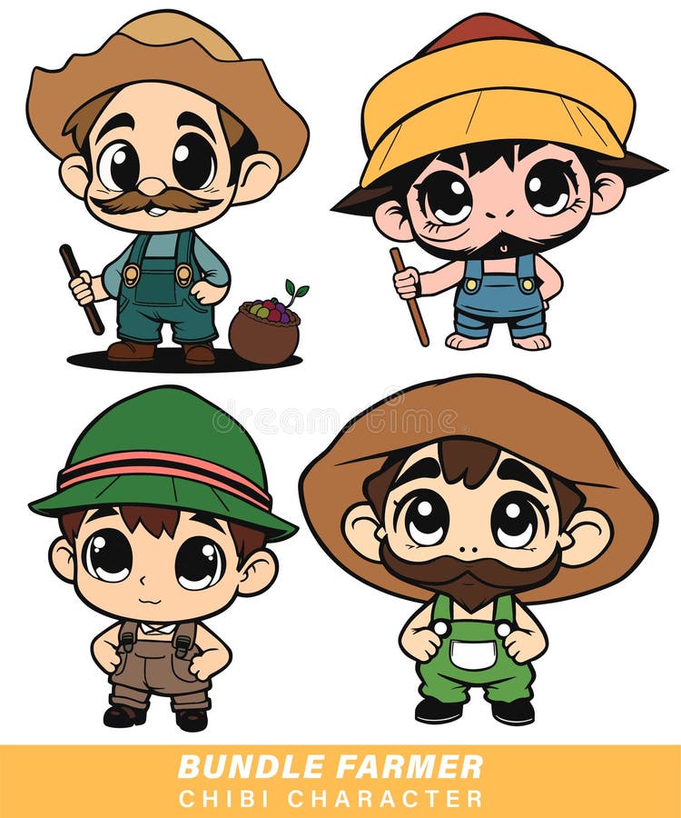 A Bundle of Four Farm Characters Stock Vector - Illustration of funny ...