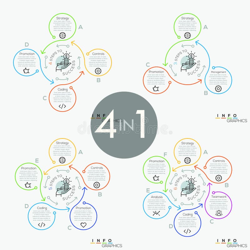 Bundle of Four Infographic Design Layouts Stock Vector - Illustration ...
