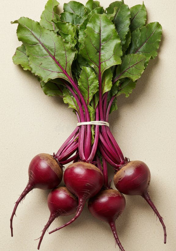 Bundle of Fresh Red Beets with Green Tops on Beige Background Stock ...