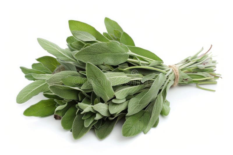 Fresh Sage Bundle Lying on a White Background Stock Image - Image of ...