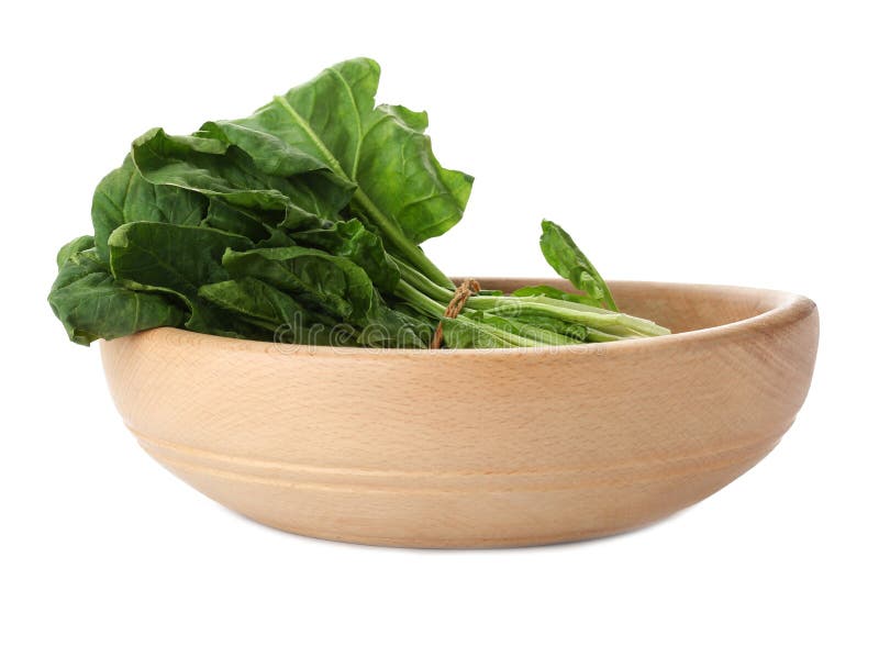 Bundle of Fresh Spinach in Bowl Isolated Stock Photo - Image of ...