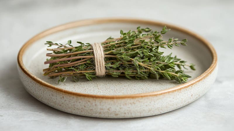 Bundle Fresh Thyme Ceramic Plate Stock Photos - Free & Royalty-Free ...