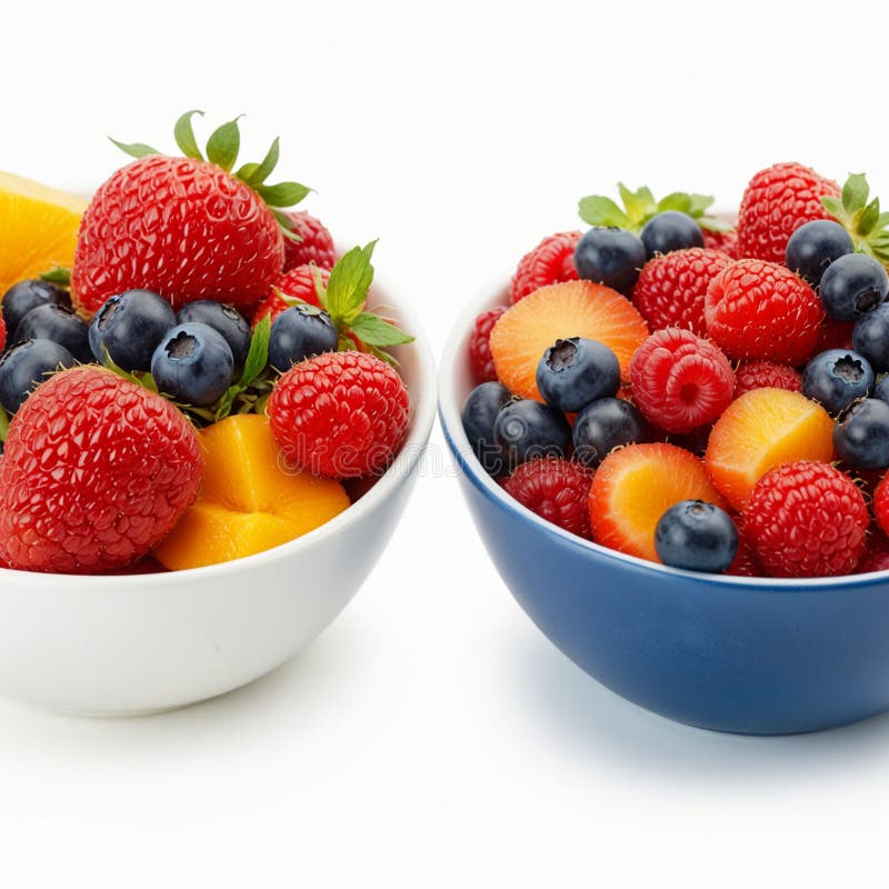Bundle of Fruit Salad with Mixed Berries and Fruits, Isolated on White ...