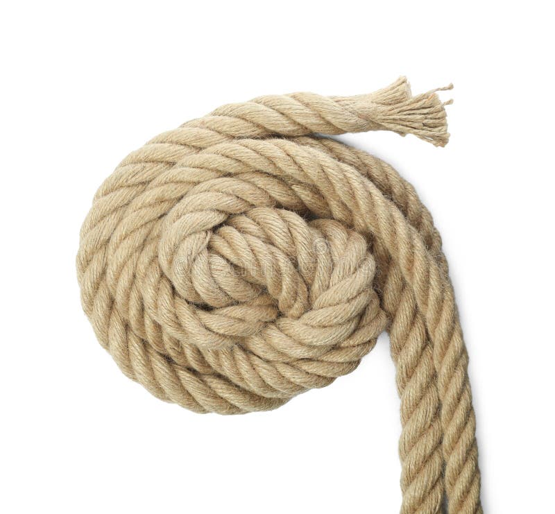 Bundle of Hemp Rope Isolated on White, Top View Stock Photo - Image of ...