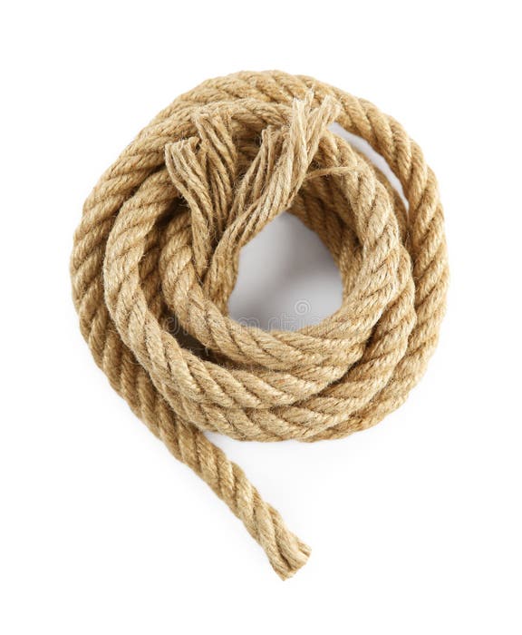 Bundle of Hemp Rope Isolated on White, Top View Stock Image - Image of ...