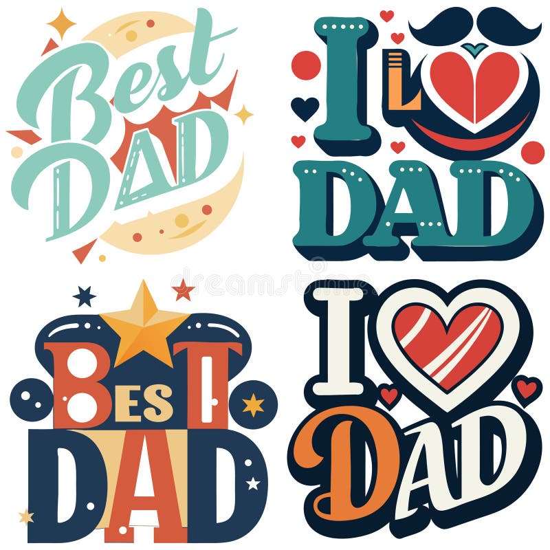 Bundle I Love Dad Art and Illustrator Eps Stock Vector - Illustration ...