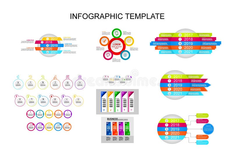Bundle Infographic Elements Data Visualization Vector Design Template ...