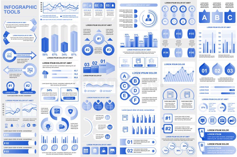 Bundle Infographic Elements Data Visualization Vector Design Template. Can Be Used for Steps ...