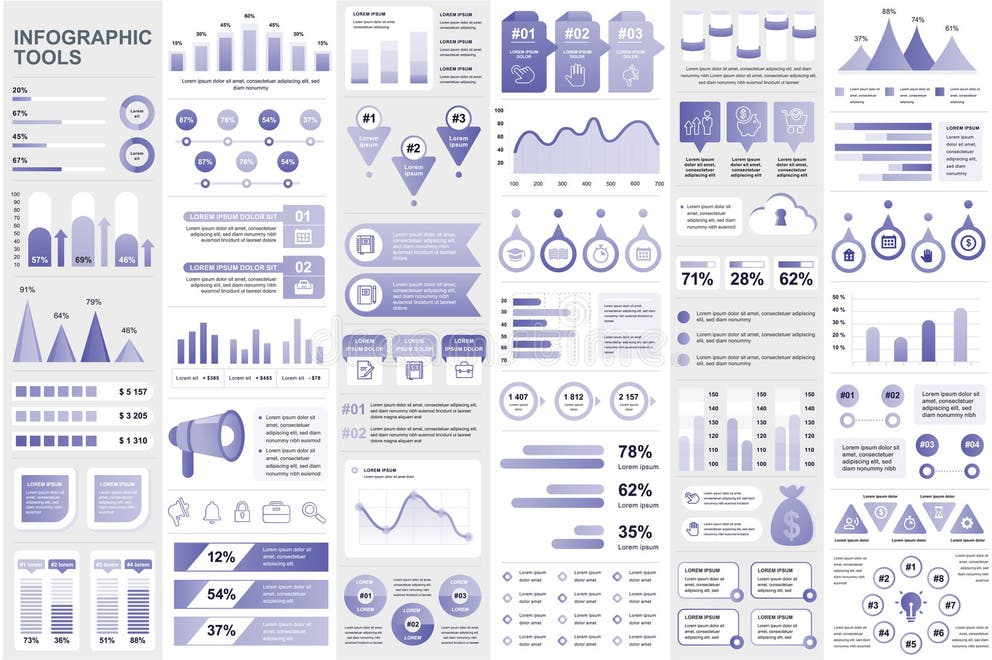 Bundle Infographic Elements Data Visualization Vector Design Template. Can Be Used for Steps ...