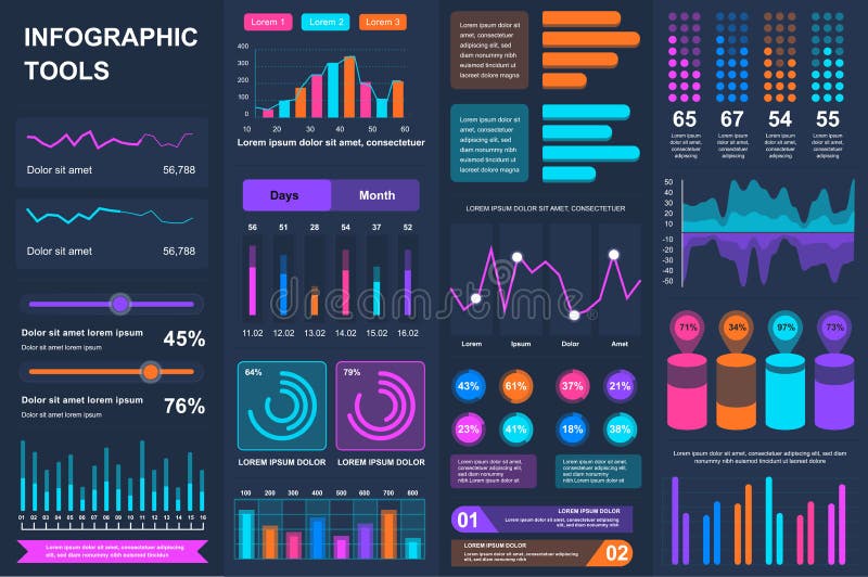 Bundle Infographic UI, UX, KIT Elements. Different Charts, Diagrams ...