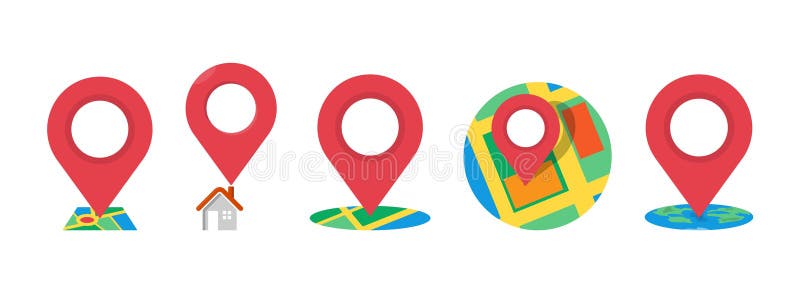 Bundle Isolated Icon of a Map Location Marker, Symbolizing Places ...