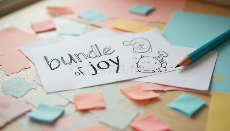 Bundle of Joy Card with Pastel Notes Stock Image - Image of message ...