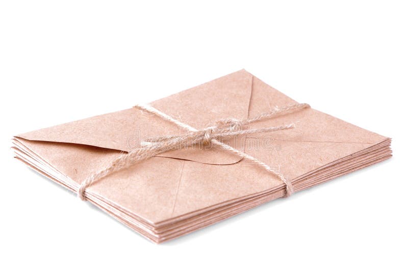 Bundle of Kraft Paper Envelope on White Isolated Background. Mail ...