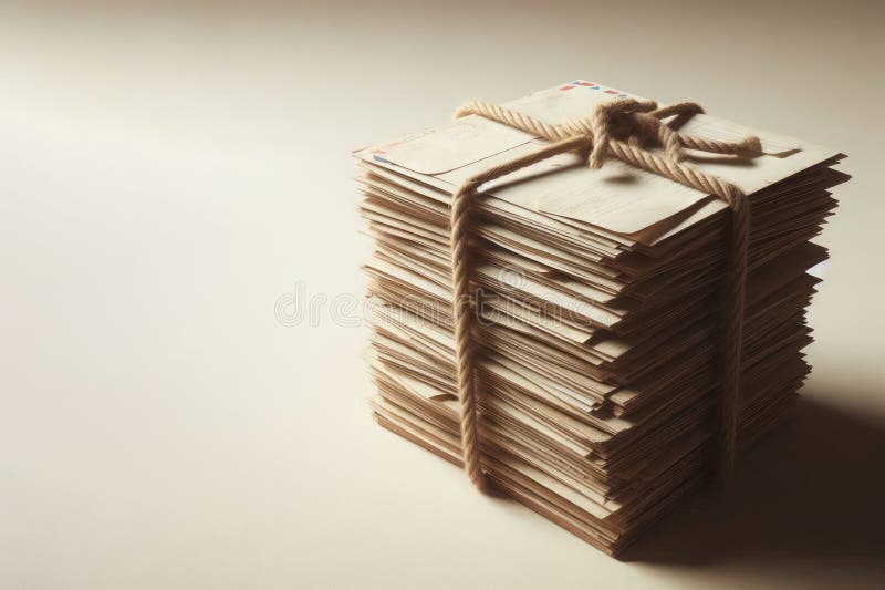 A Bundle of Letters Tied with a Rope. Space for Text. Stock Photo ...