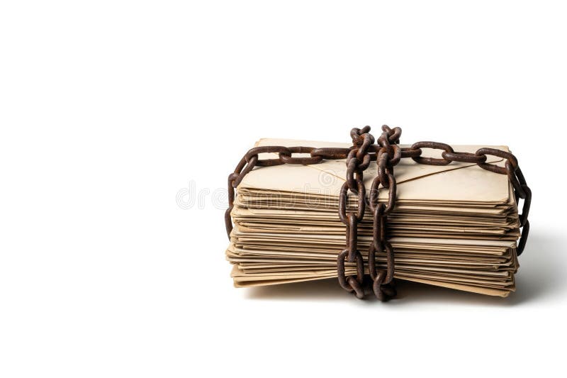 A Bundle of Letters Tied Together with a Rusty Chain. Space for Text ...