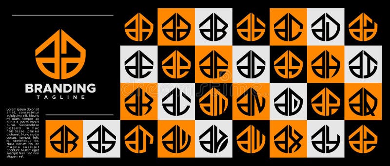 Bundle of Line Abstract Lowercase Letter a AA Logo Design Stock Vector ...