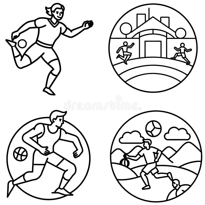 Bundle Line Art Sport and Illustrator Stock Illustration - Illustration ...