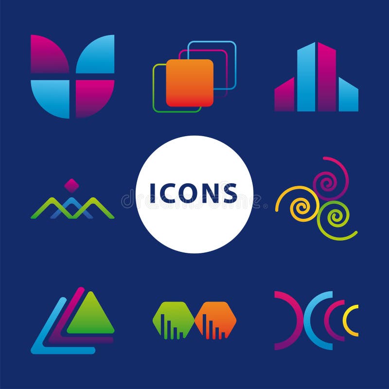 Bundle of Logos Company Set and Icons Lettering Stock Vector ...