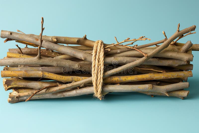 A Bundle of Many Branches Tied with Rope on a Bright Backround Stock ...