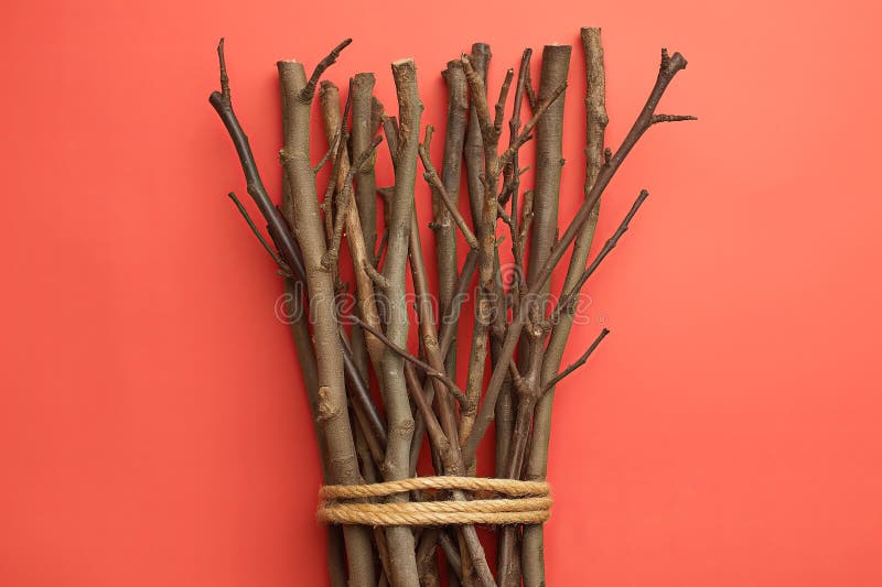 A Bundle of Many Branches Tied with Rope on a Bright Backround Stock ...