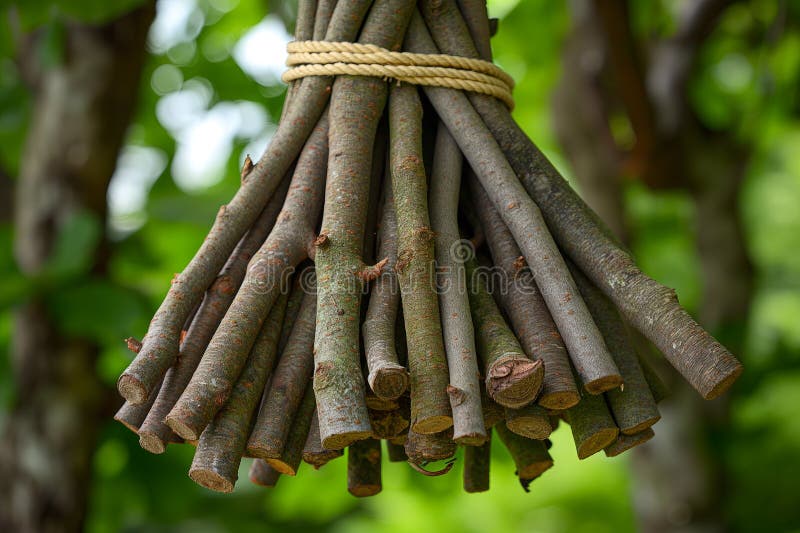 A Bundle of Many Branches Tied with Rope on a Bright Backround Stock ...