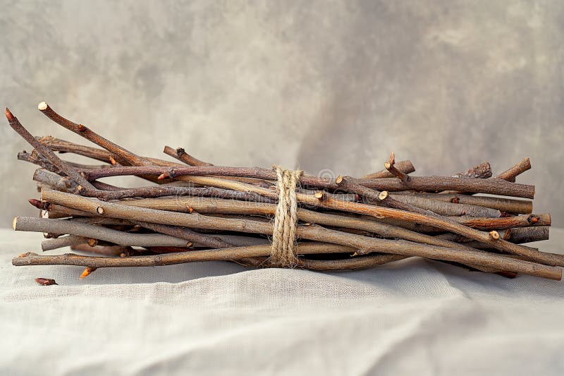 A Bundle of Many Branches Tied with Rope on a Bright Backround Stock ...