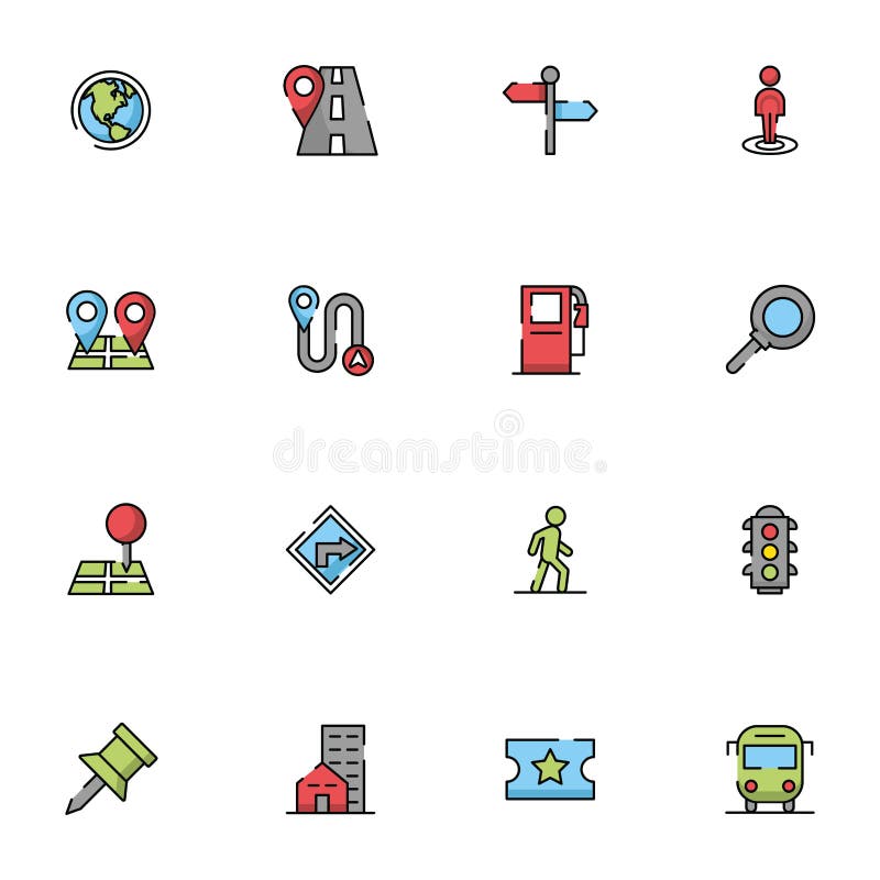 Bundle of Maps and Navigation Icons Stock Vector - Illustration of ...
